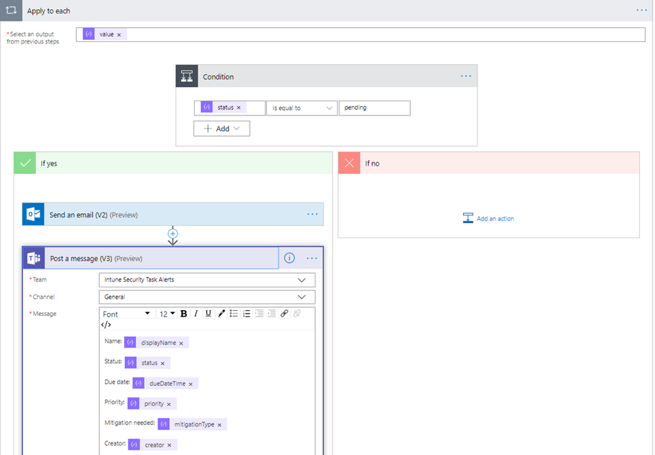 Send Intune security task notifications to Microsoft Teams, email, etc ...